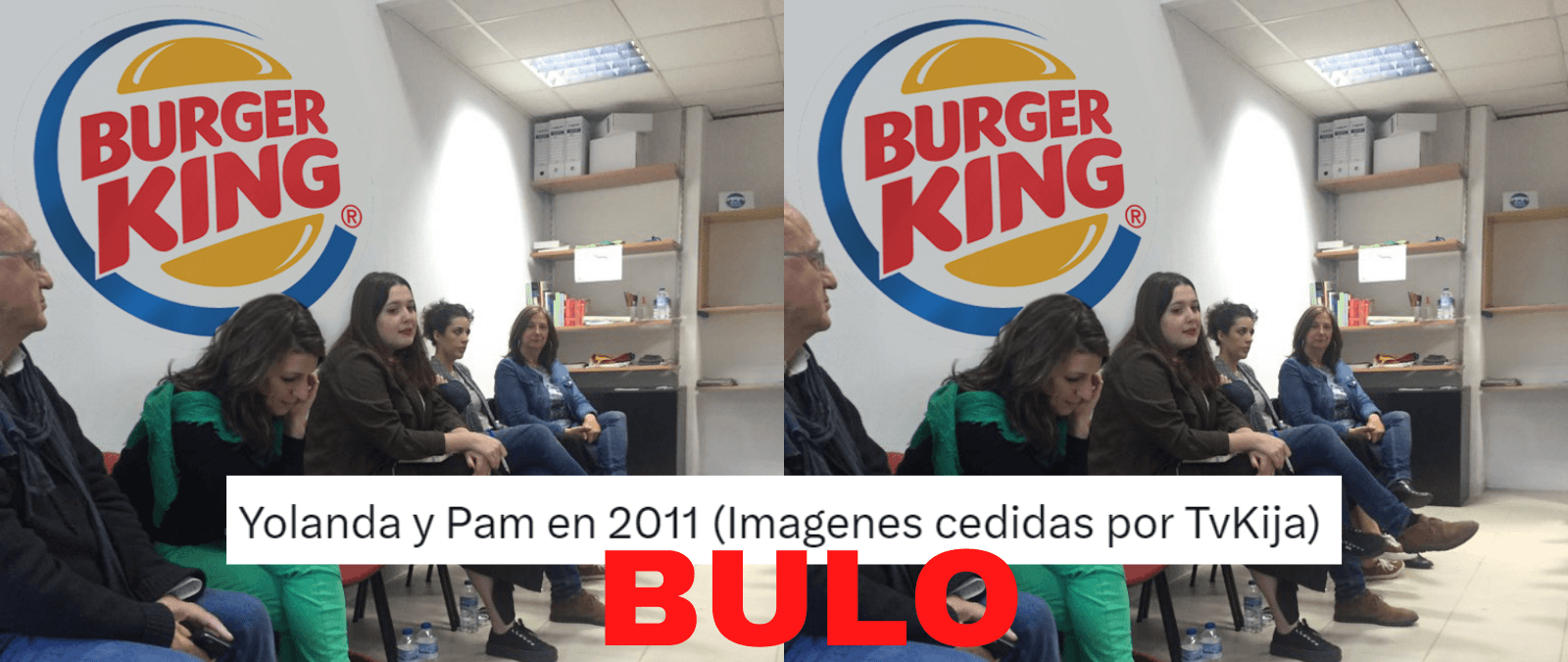 No, esta imagen de Yolanda Díaz y Ángela Rodríguez ‘Pam’ con el logo de ...