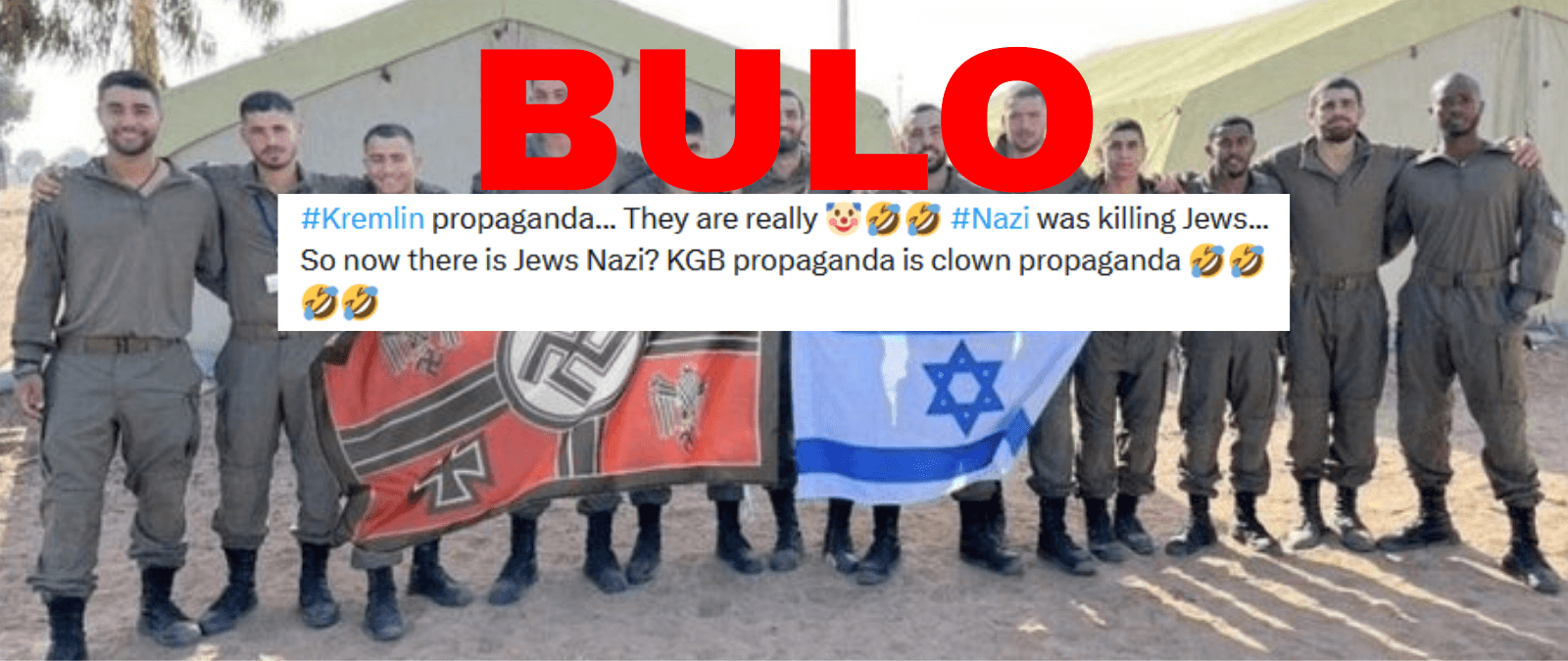 No, esta imagen no muestra a soldados israelíes sujetando una bandera ...