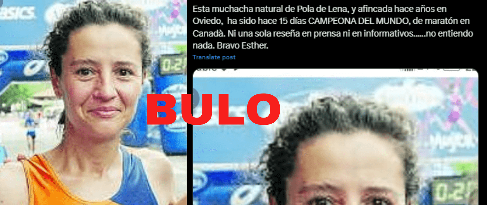 No, la atleta Esther Álvarez no ha sido “hace quince días” campeona del ...