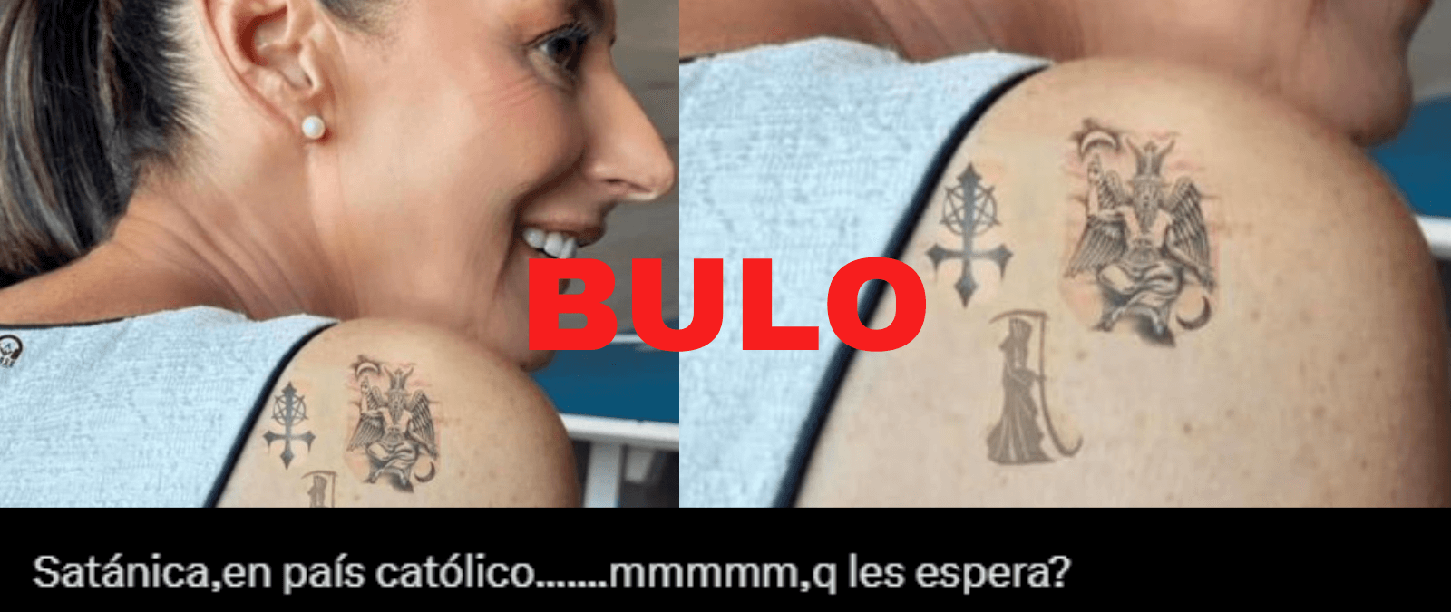 No, esta imagen de Claudia Sheinbaum con tatuajes satánicos no es real ...