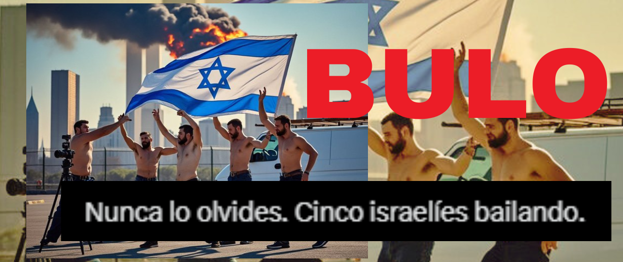 Esta imagen de cinco hombres con una bandera de Israel durante el ...