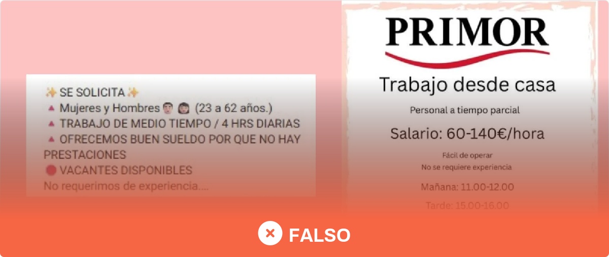 No, Primor no está ofreciendo trabajo desde casa a tiempo parcial con ...
