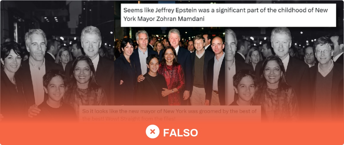 No, esta imagen no muestra a Mamdani y su madre junto a Epstein ...